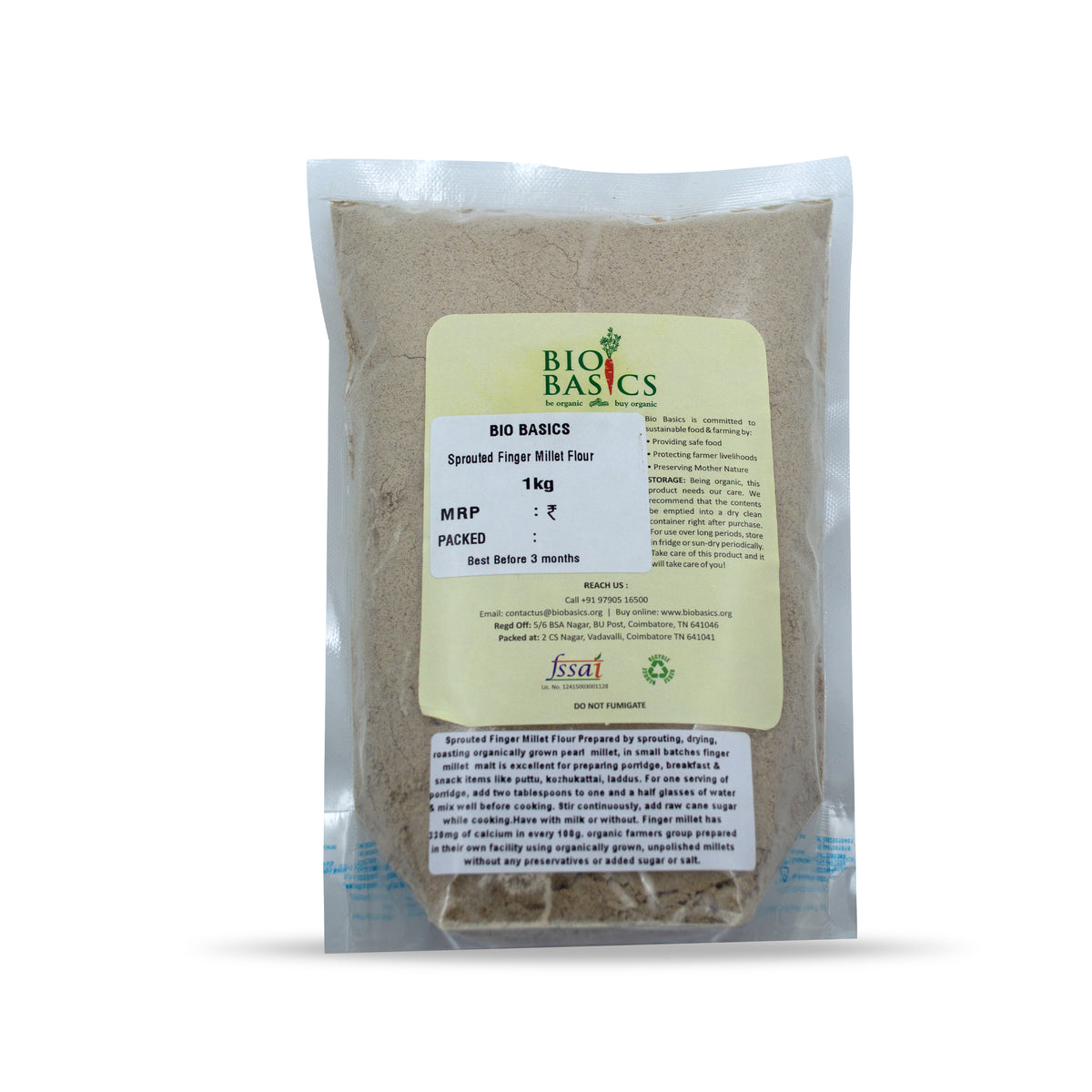 Buy Sprouted Finger Millet Flour Online - Bio Basics